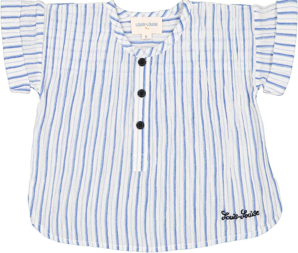Louis Louise Saul Cotton Crepe Stripe Shirt - Navy – The Shoppe Miami
